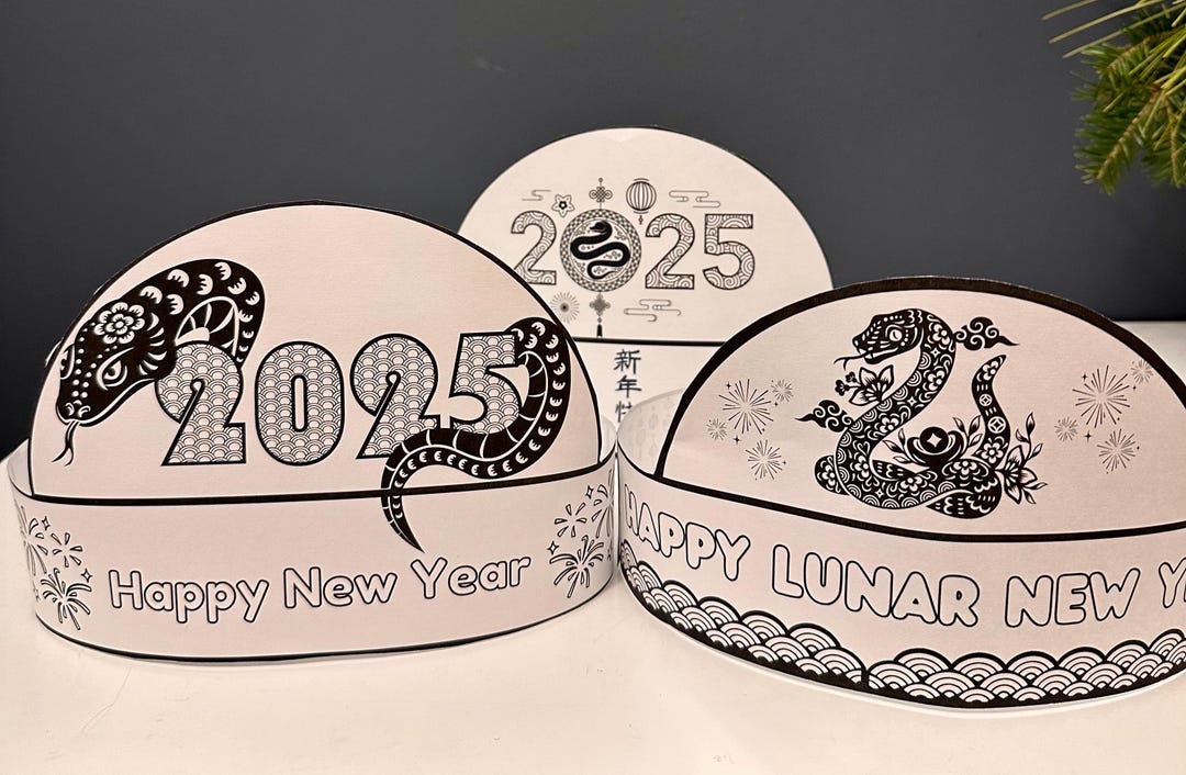 Chinese New Years 2025 Printable Color Party Crown Hats, Printable ...
