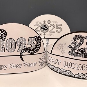Chinese New Years 2025 Printable Color Party Crown Hats, Printable ...