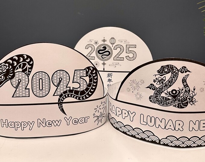 Chinese New Years 2025 Printable Color Party Crown Hats, Printable ...