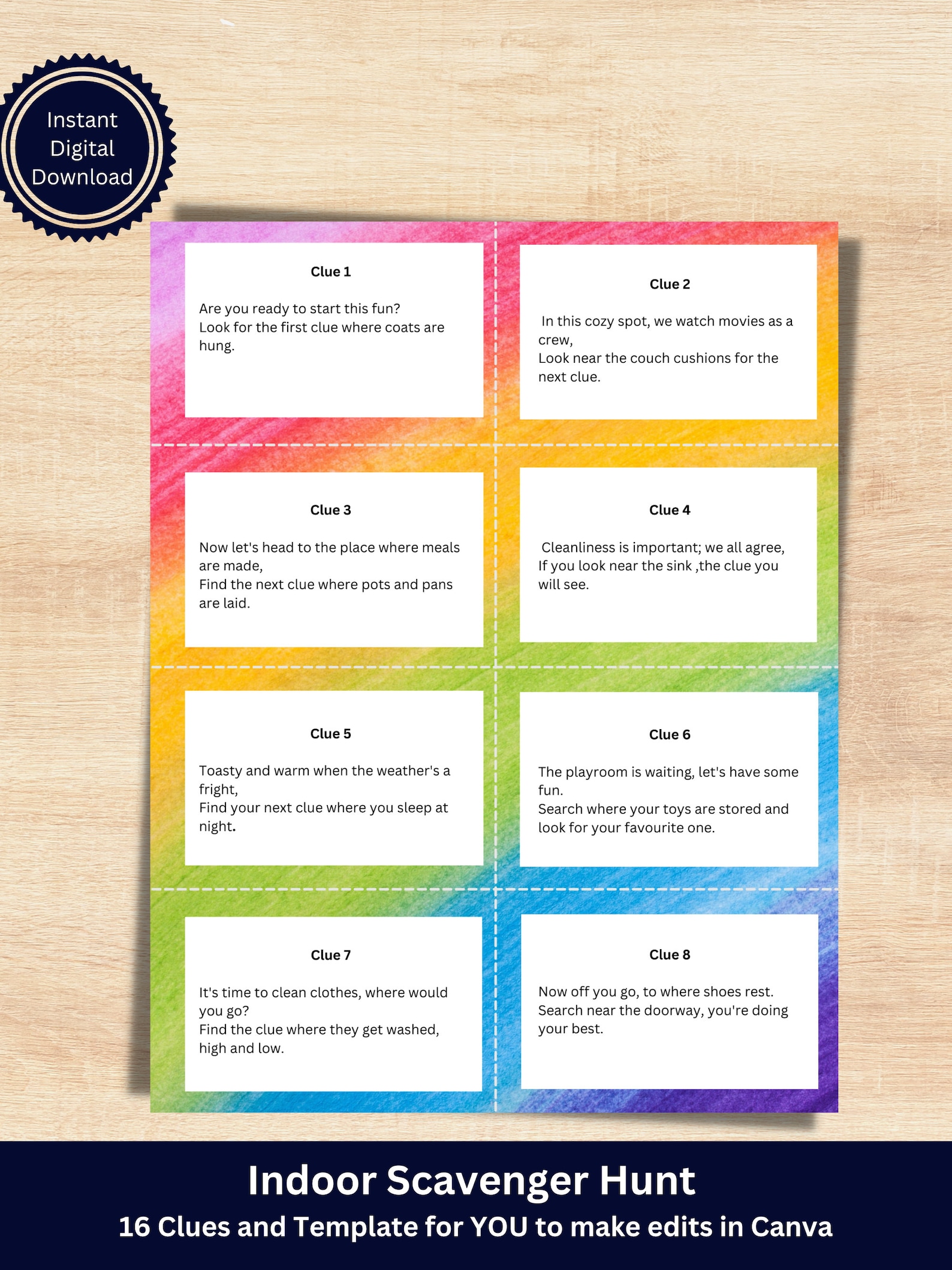 Indoor Scavenger Hunt Printable Template for Kids, Custom Treasure Hunt ...