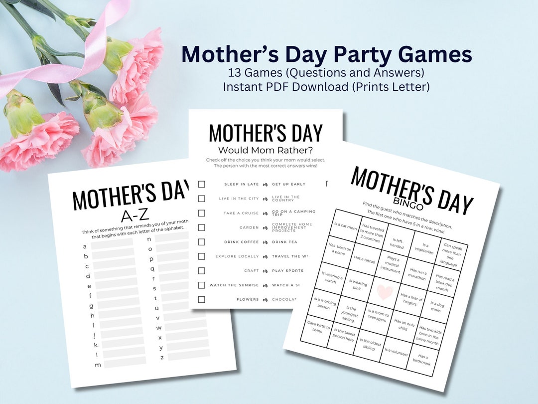 Mothers Day Printable Party Game Bundle, Mothers Day Brunch Ideas ...