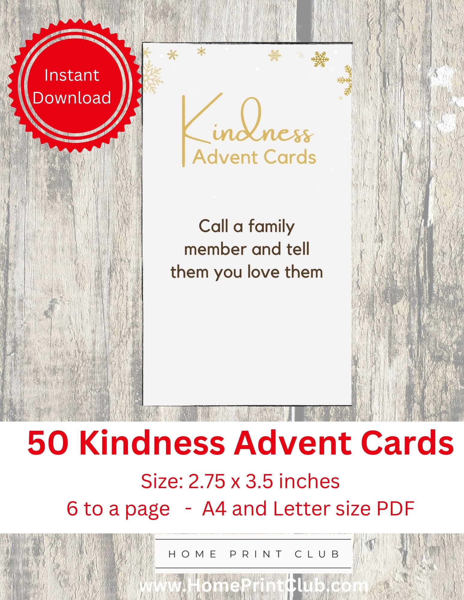 50 Kindness Advent Cards Instant Download, Advent Activities, Mindful ...