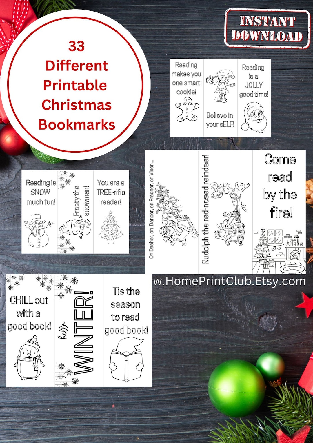 PRINTABLE Christmas Bookmarks for Kids Christmas Activity - Etsy