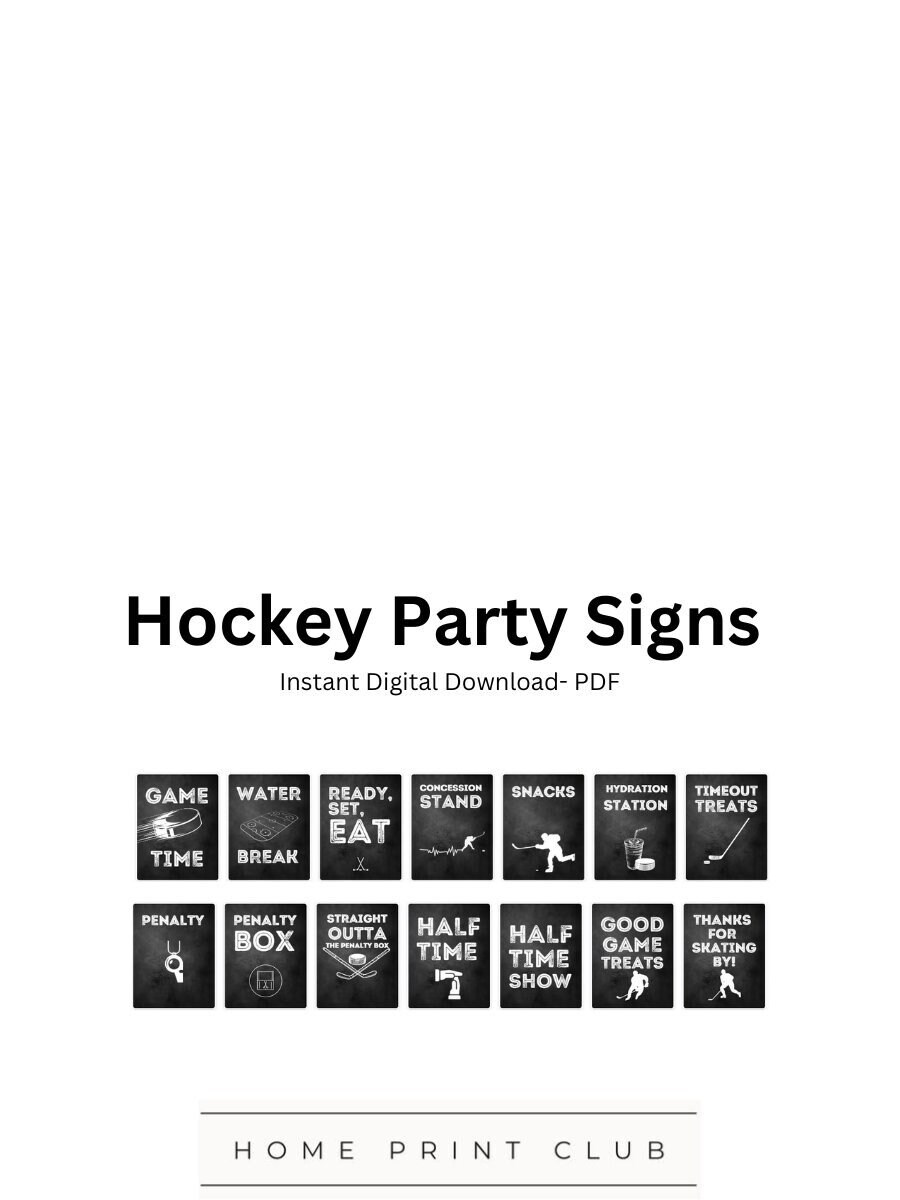 Hockey Party Printable Signs Bundle, Printable Hockey Theme Birthday ...