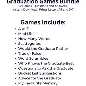 2023 Graduation Printable Party Games, 2023 Graduate Party Printable ...
