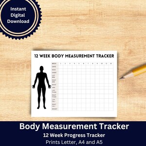 Body Measurement Tracker, Printable Body Measurement Chart, Male and ...
