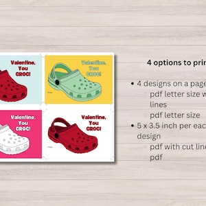 You Croc Printable Kids Valentines Day Card, School Valentine's Day ...
