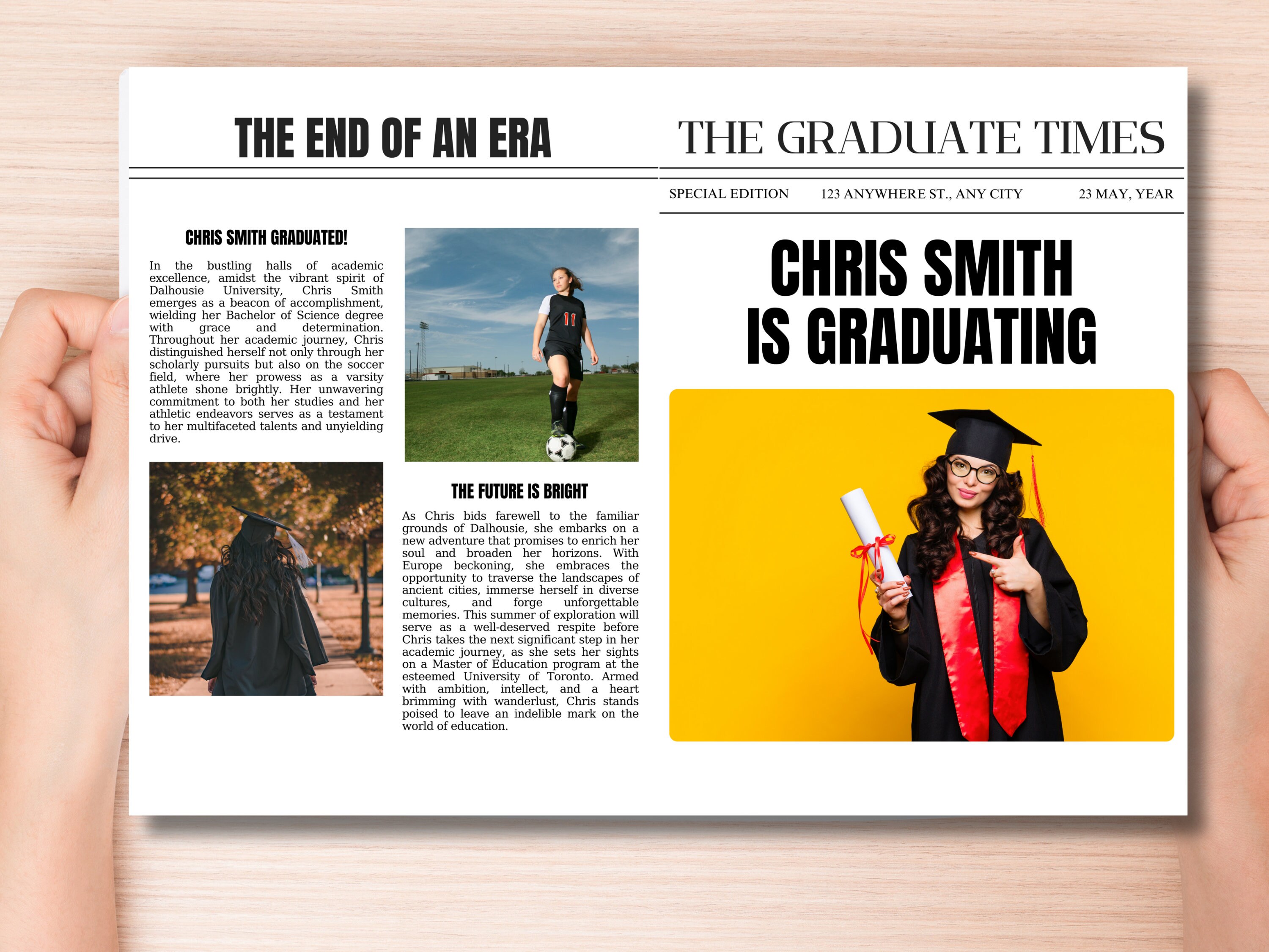 Editable Custom Graduation Newspaper Template, Graduation Keepsake Gift ...