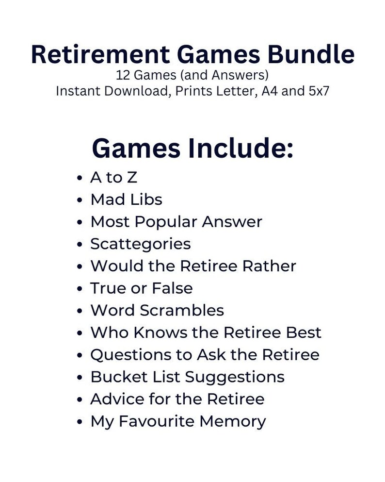 Retirement Party Games, Retirement Party Printable Games, Retirement ...