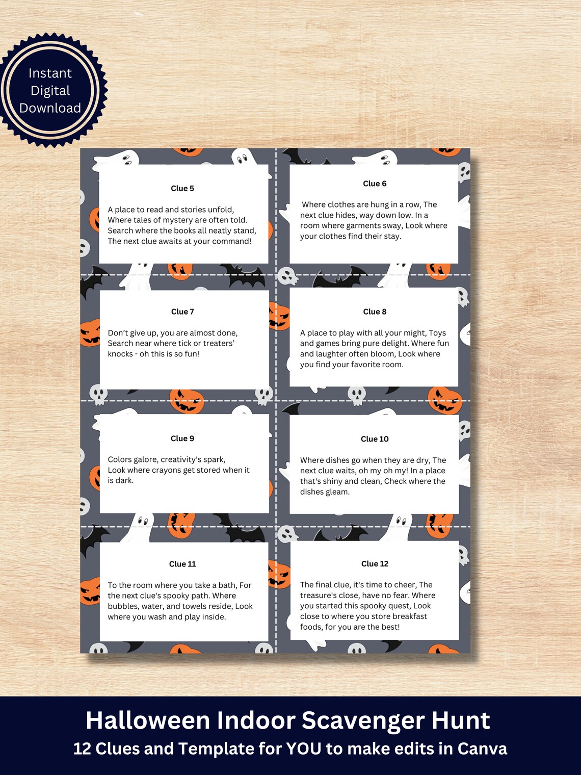 Indoor Halloween Scavenger Hunt Printable Template for Kids, Custom ...