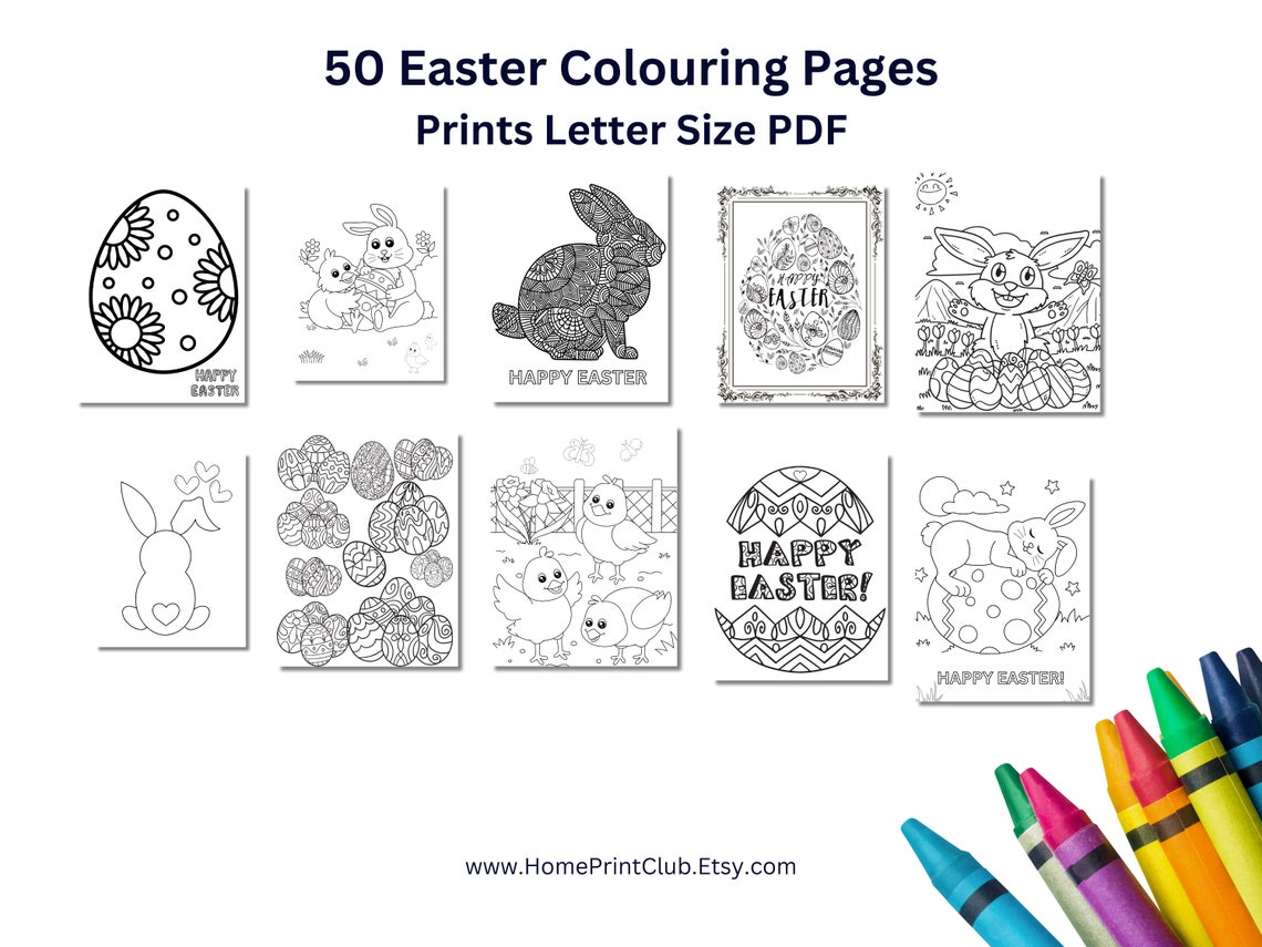 50 Easter Coloring Pages Instant Download, Easter Printable Party ...