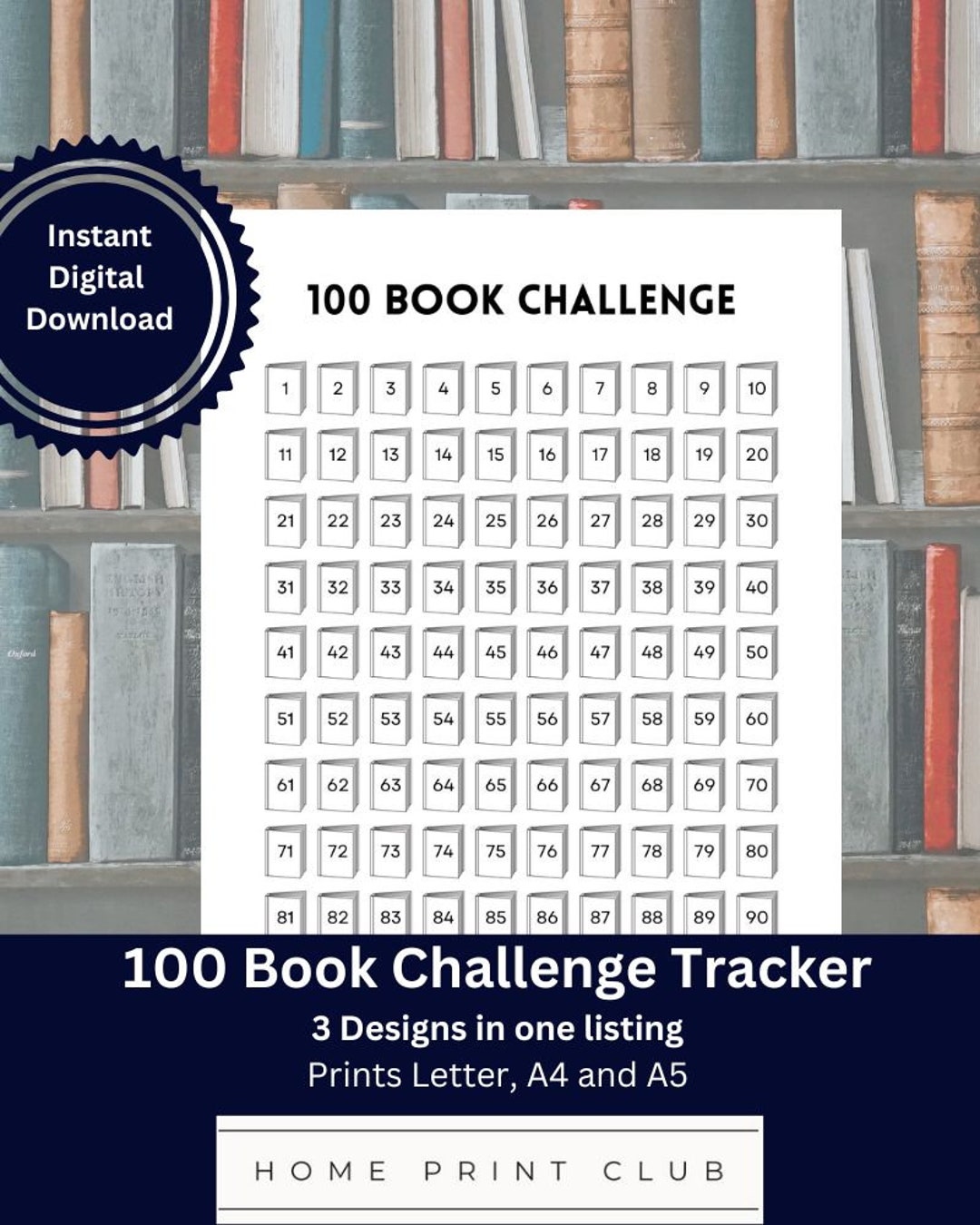 100 Book Challenge Printable, Reading Tracker, Reading Challenge, Books ...
