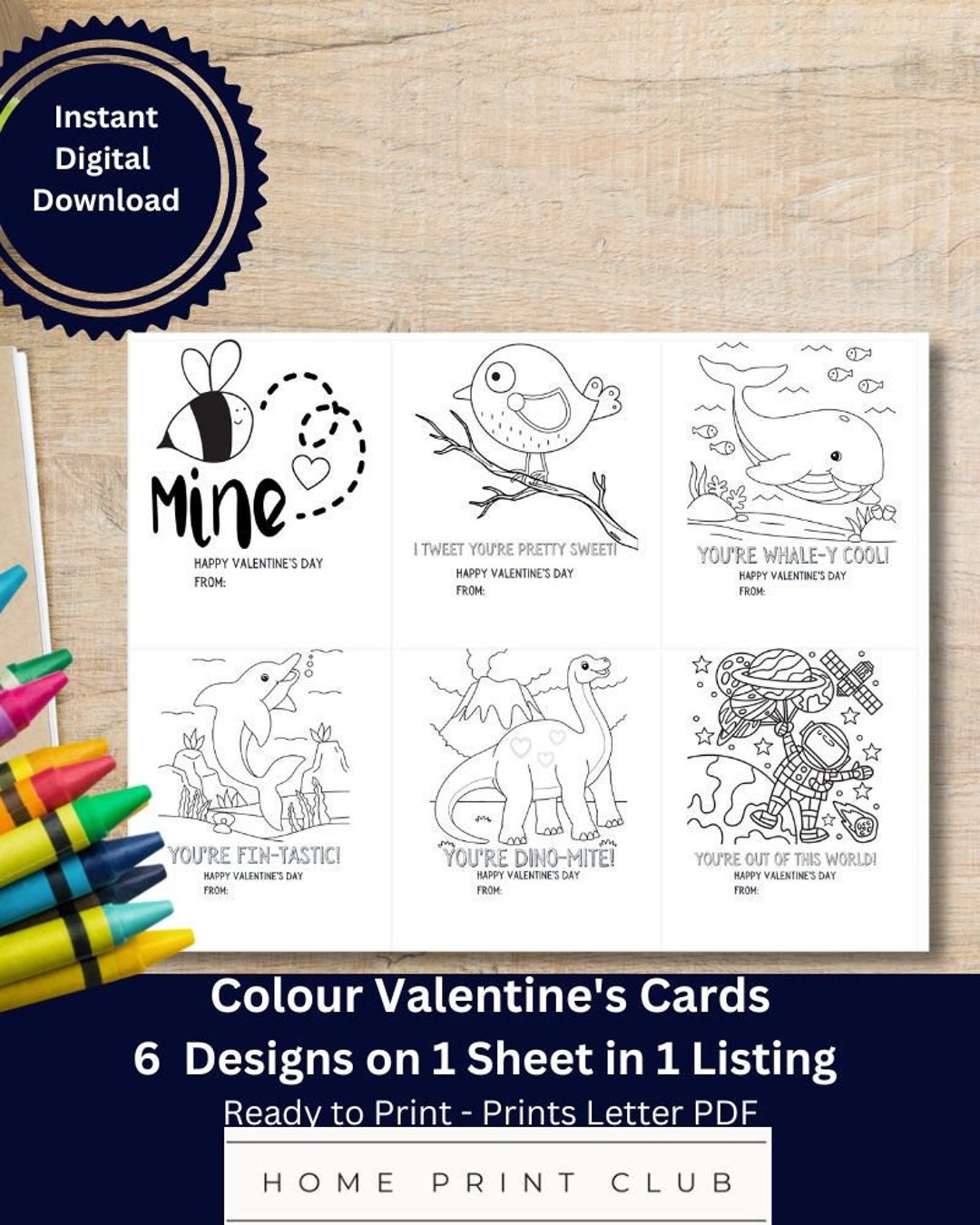 Printable Valentine's Day Coloring Cards, Valentine Color Cards, Kids ...