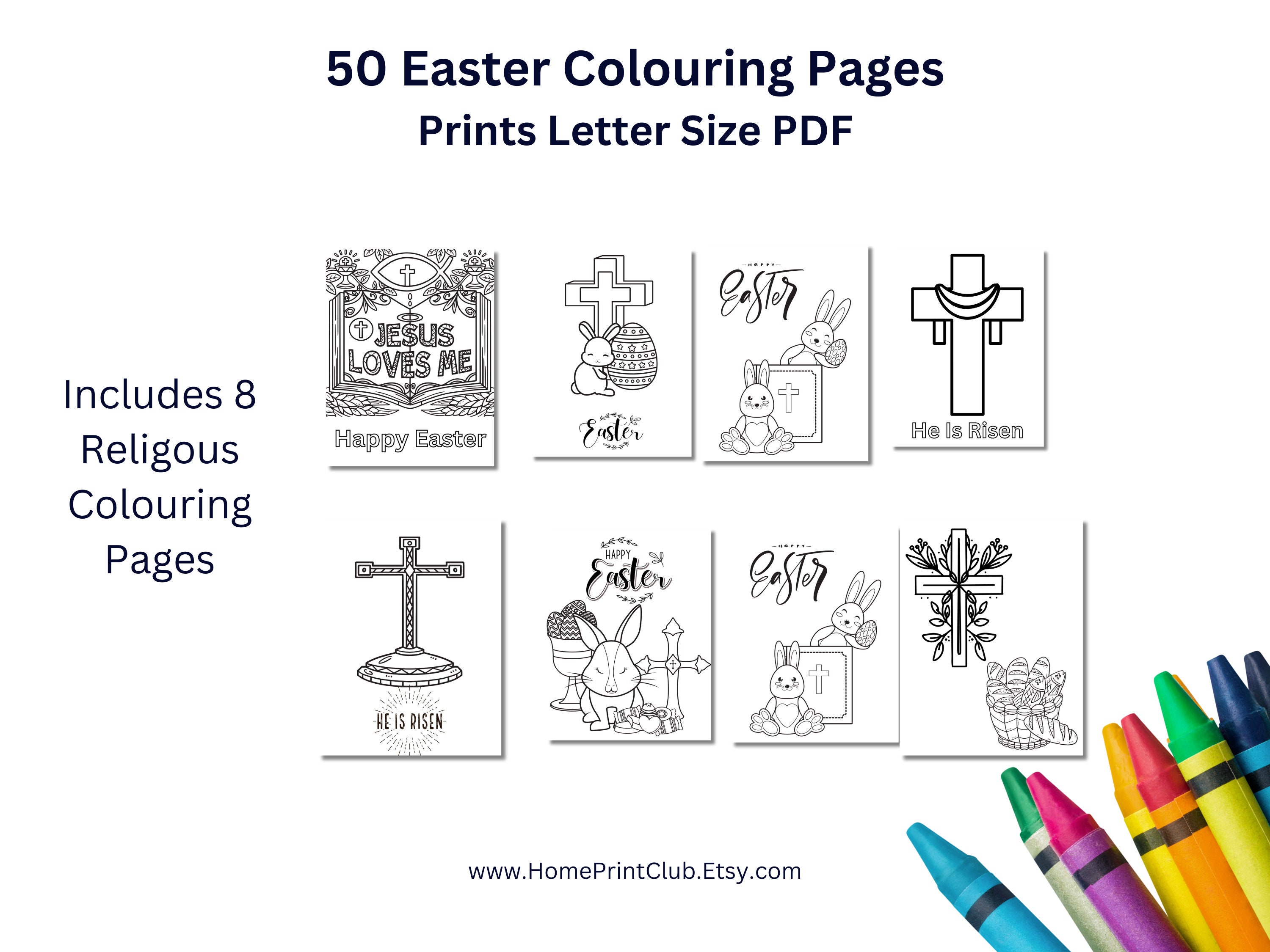 50 Easter Coloring Pages Instant Download, Easter Printable Party ...