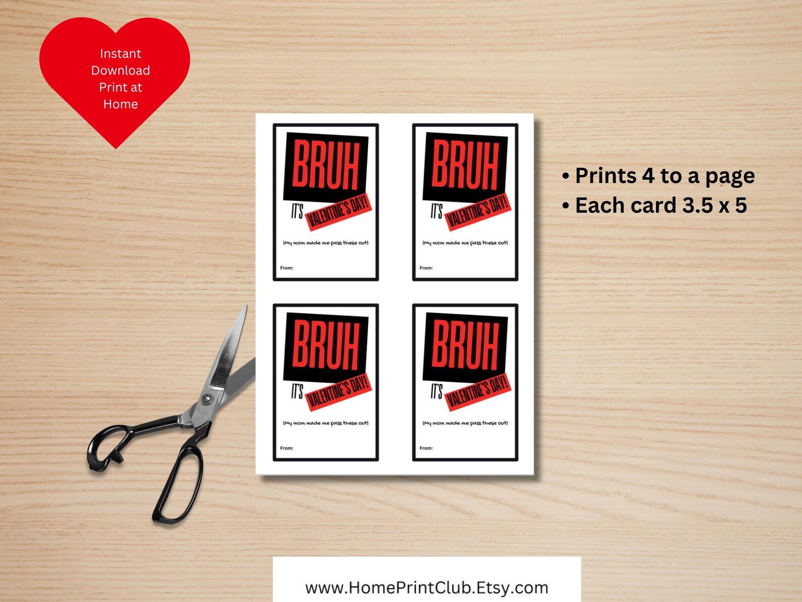 Bruh, It's Valentine's Day, Teen Slang Printable Kids Valentines Day ...