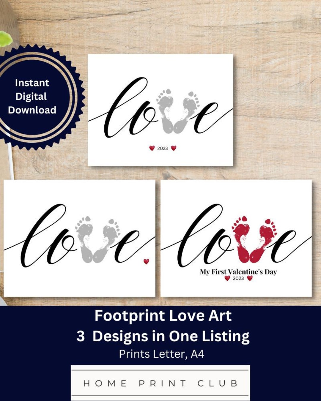 Love Footprint Printable Valentine Art Craft Template - Etsy