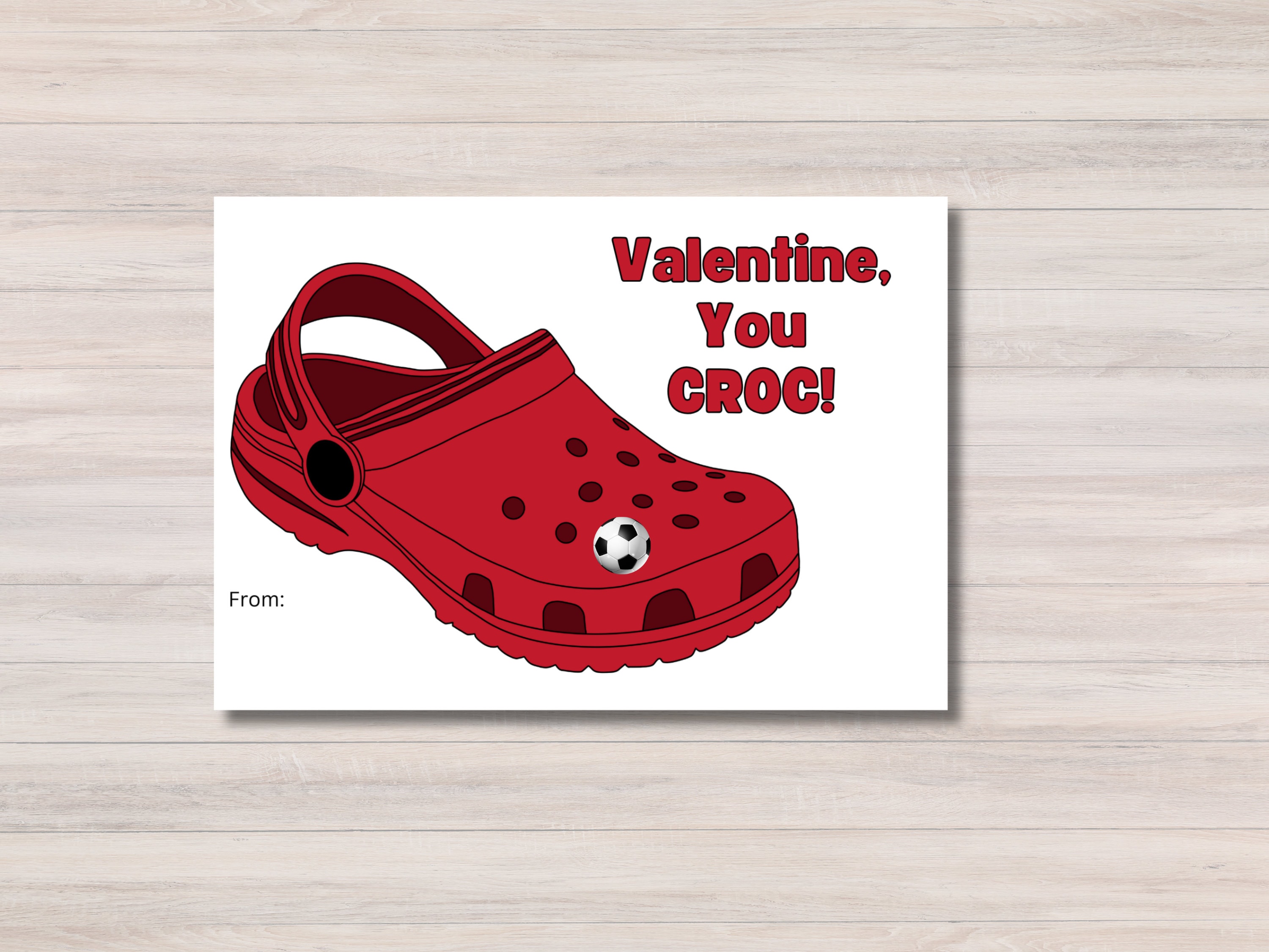 You Croc Printable Kids Valentines Day Card, School Valentine's Day ...