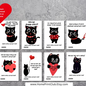 Cat Printable Valentine's Day Cards, Cute Cat Valentines Card for ...