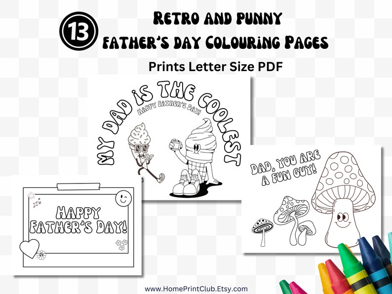 Retro and Punny Printable Father's Day Coloring Pages, Printable PDF ...