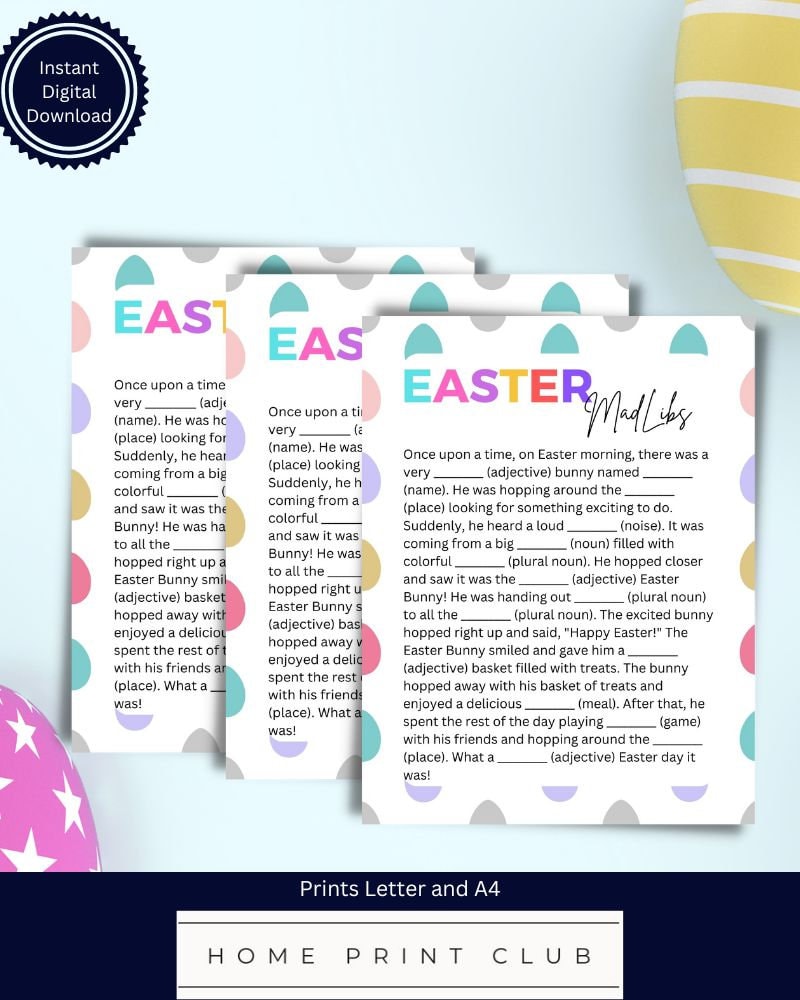 Easter Mad Libs Printable Game, Easter Party Game, Easter Activity for ...