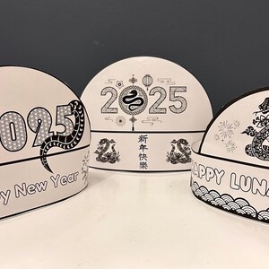 Chinese New Years 2025 Printable Color Party Crown Hats, Printable ...