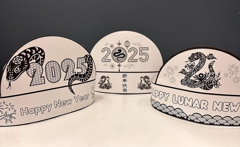 Chinese New Years 2025 Printable Color Party Crown Hats, Printable ...