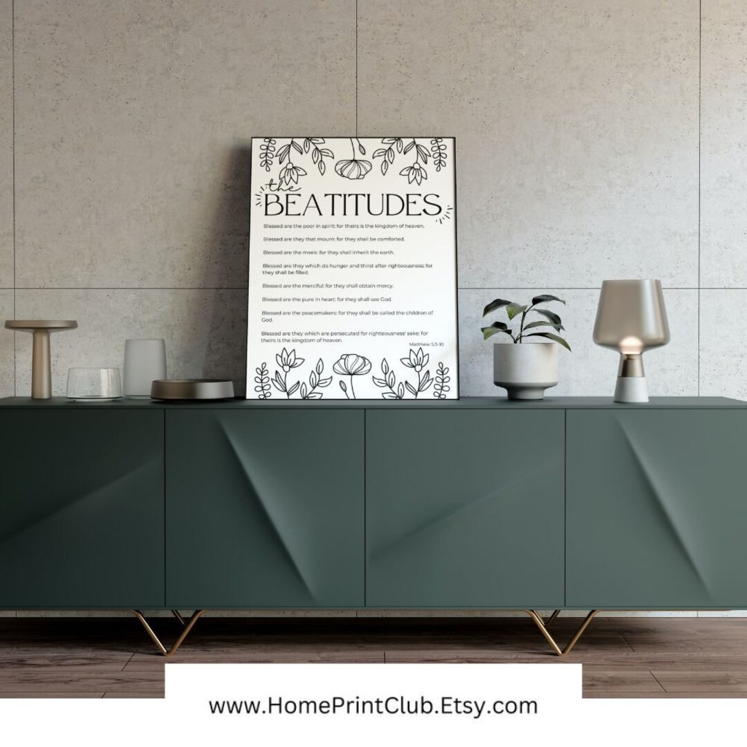 The Beatitudes Bible Verse Wall Art Matthew 5:3-10, Printable Wall Art ...