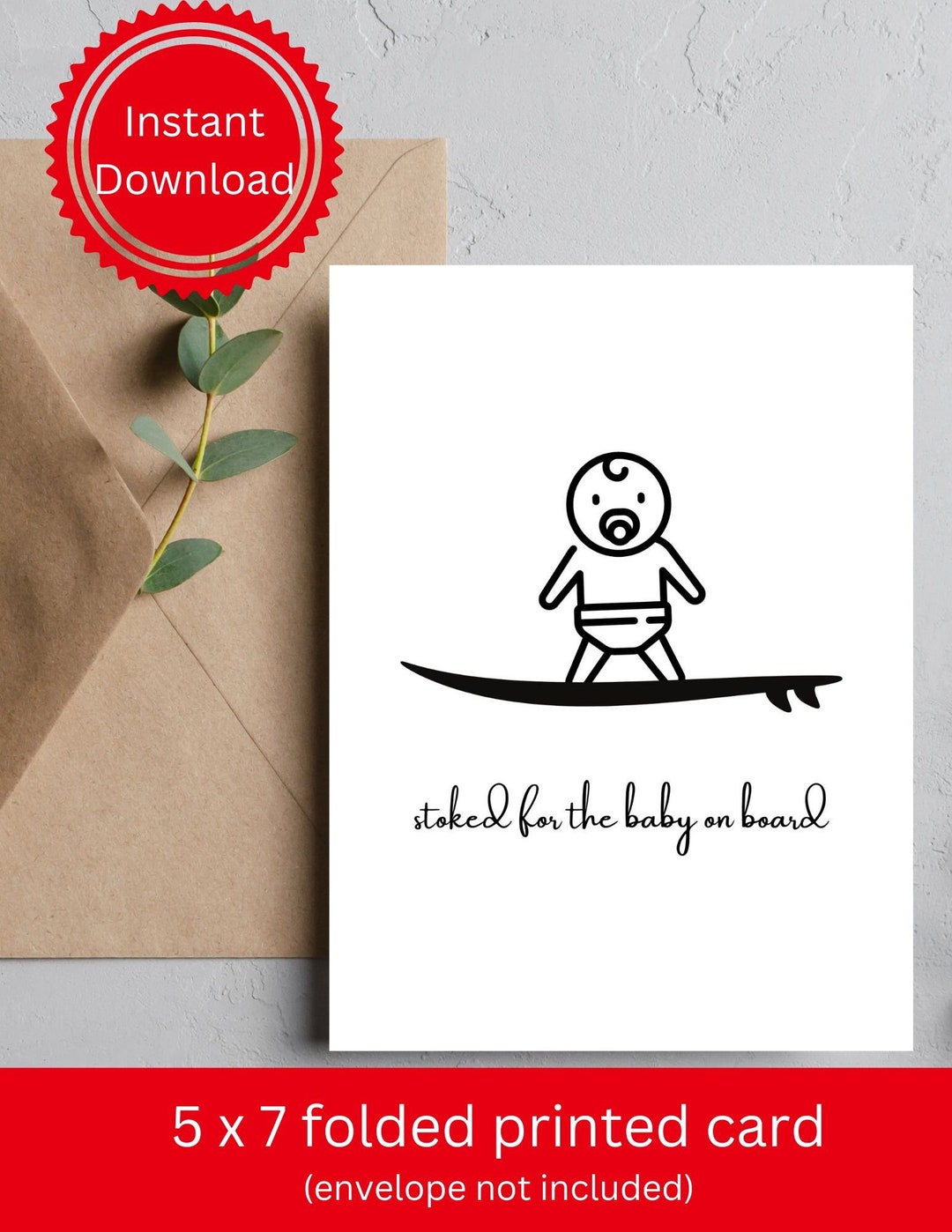 Surfing New Baby Card, Surfer Baby Shower Card, Surf Baby, New ...