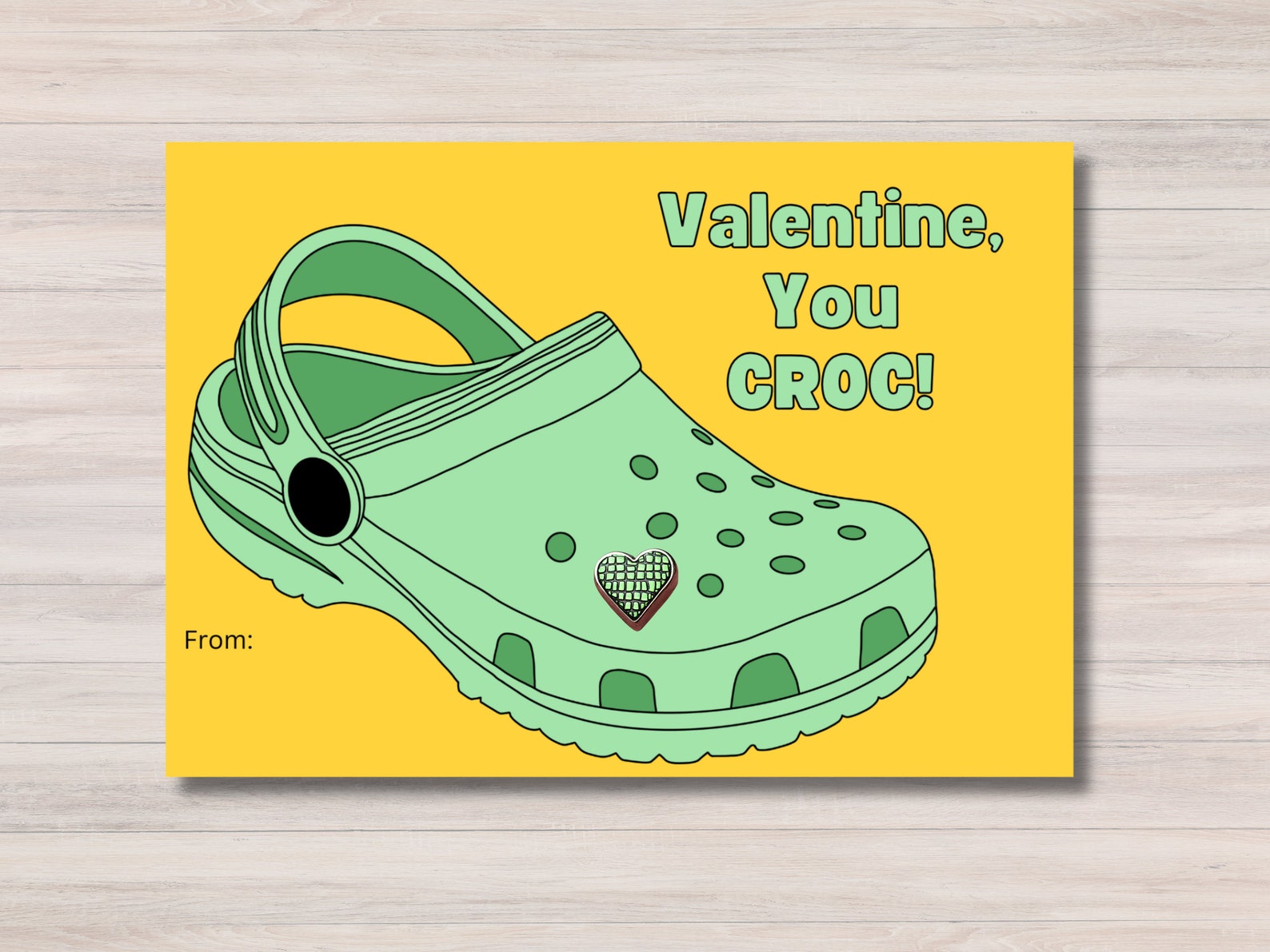 You Croc Printable Kids Valentines Day Card, School Valentine's Day ...