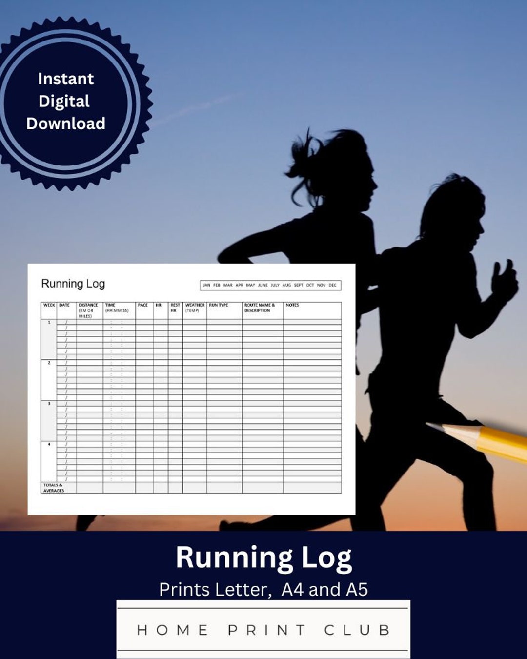 Running Log Tracker, Printable Jogging Planner, Run Tracker, Running ...