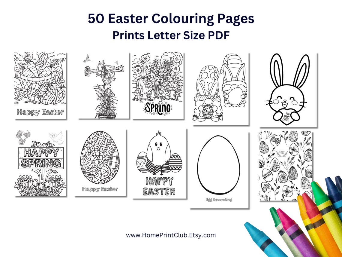 50 Easter Coloring Pages Instant Download, Easter Printable Party ...