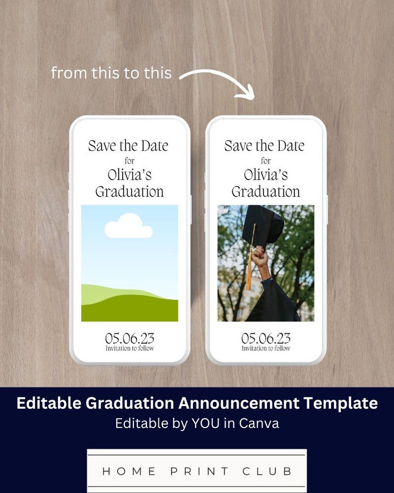 Graduation Save the Date Template for Texting and Email, Photo Save the ...