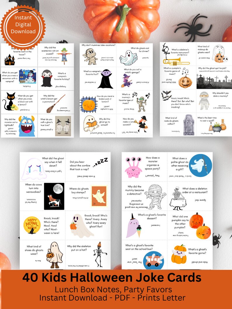 40 Halloween Kids Lunch Box Jokes Printable, Kids Halloween Jokes Class ...