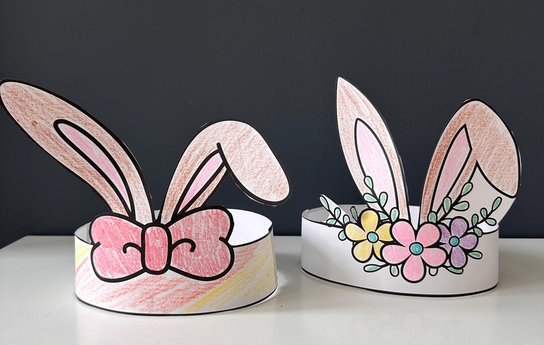 Easter Bunny Printable Party Crown Hats, Printable Easter Headband Hat ...