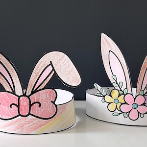 Easter Bunny Printable Party Crown Hats, Printable Easter Headband Hat ...