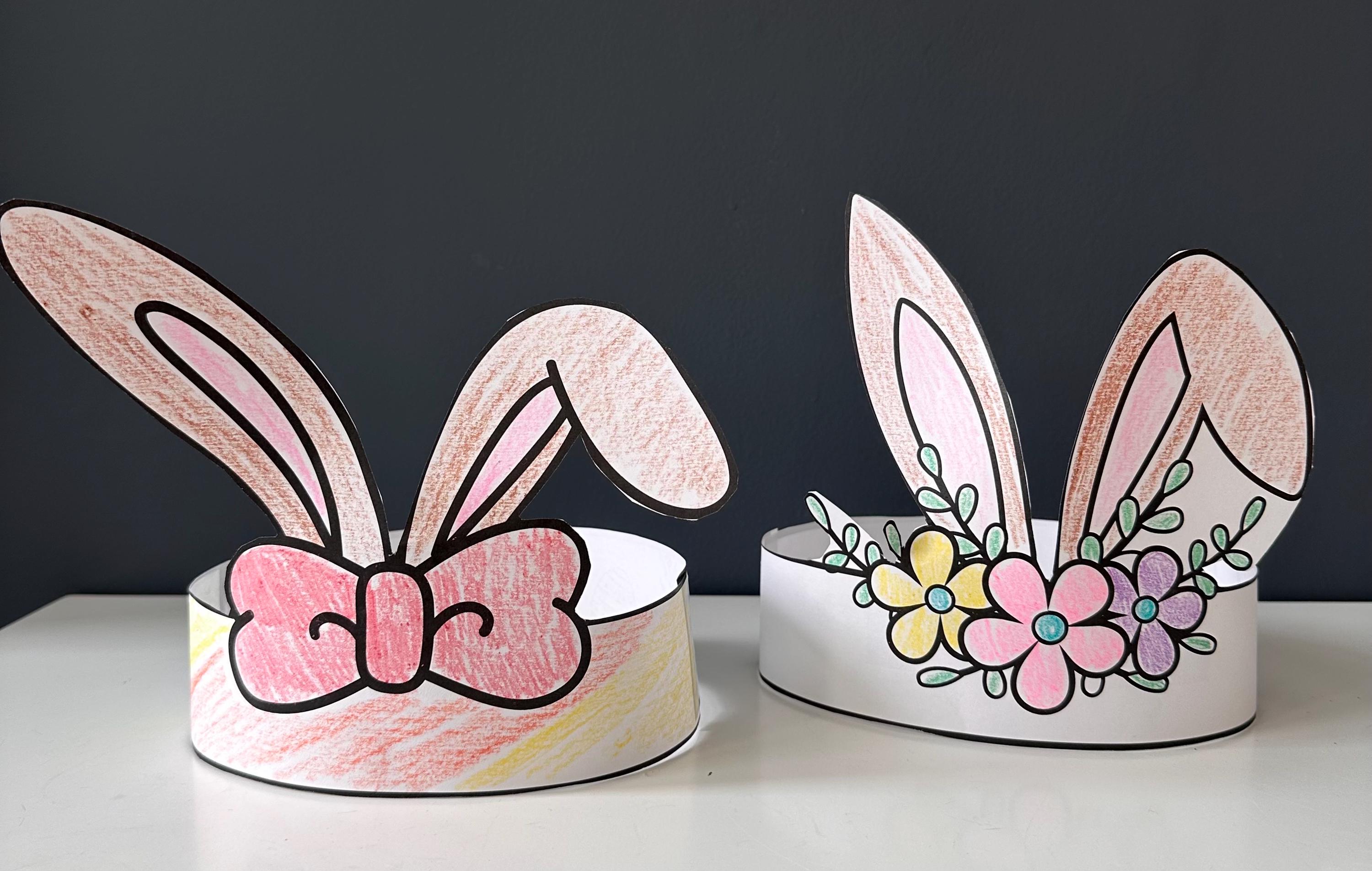 Easter Bunny Printable Party Crown Hats, Printable Easter Headband Hat ...