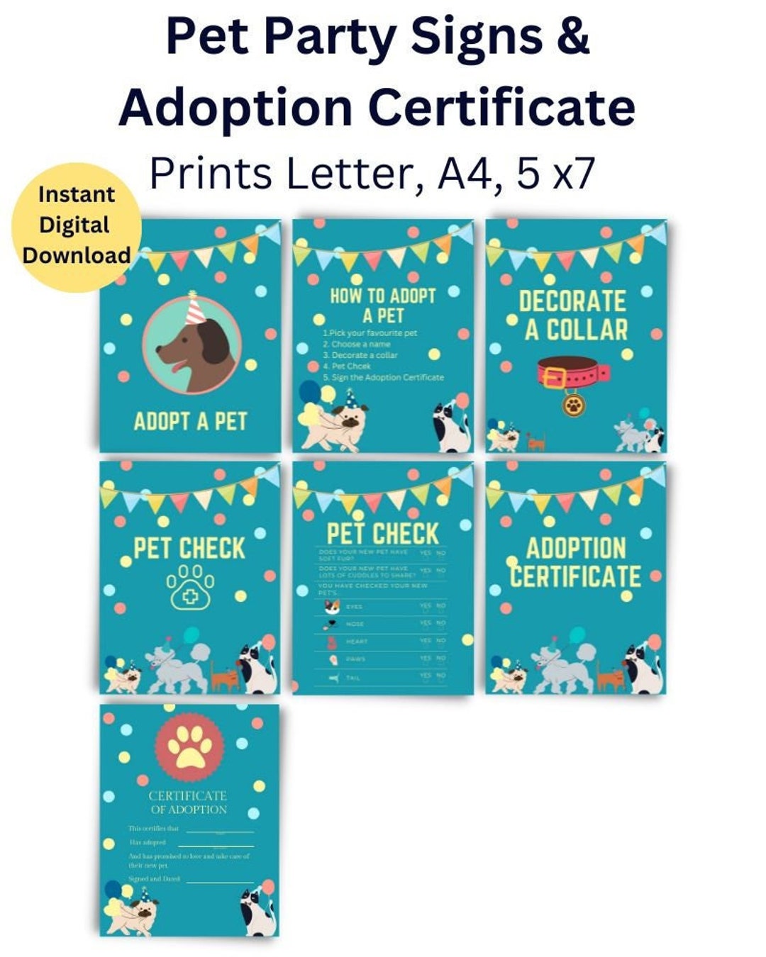 Pet Party Signs Printable Bundle, Puppy Kitten Theme Birthday Decor ...