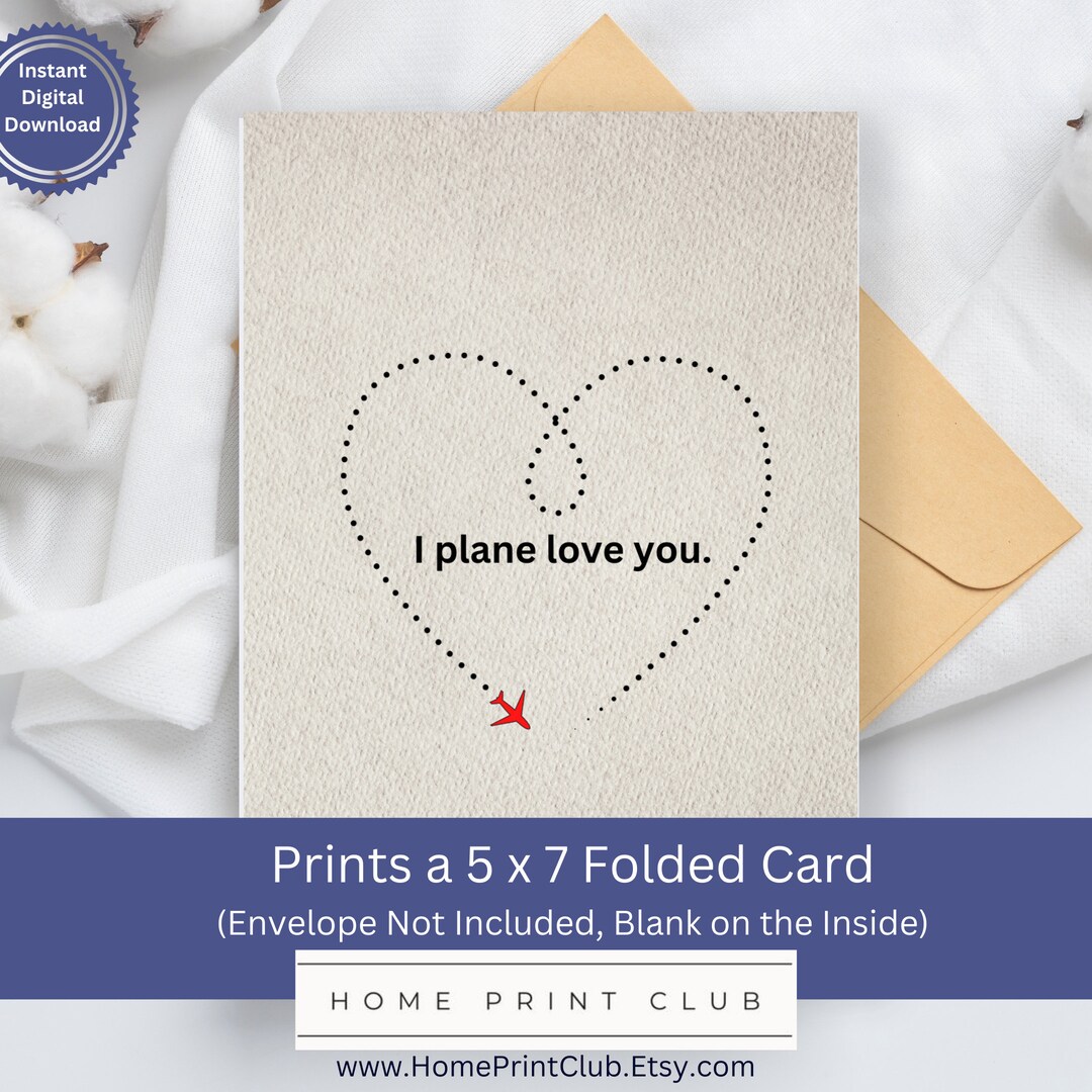Pilot Valentine Printable Greeting Card, Aviation Valentine Card ...