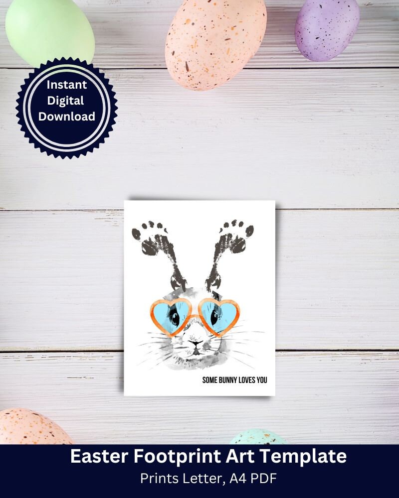 Easter Footprint Art Template, Printable Craft, Easter Activity, Kids ...