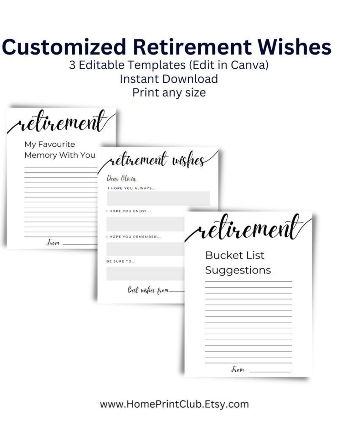 Personalized Retirement Wishes Template, Editable Office Retirement ...