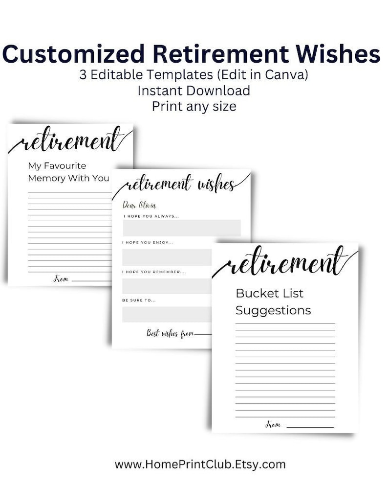 Personalized Retirement Wishes Template, Editable Office Retirement ...