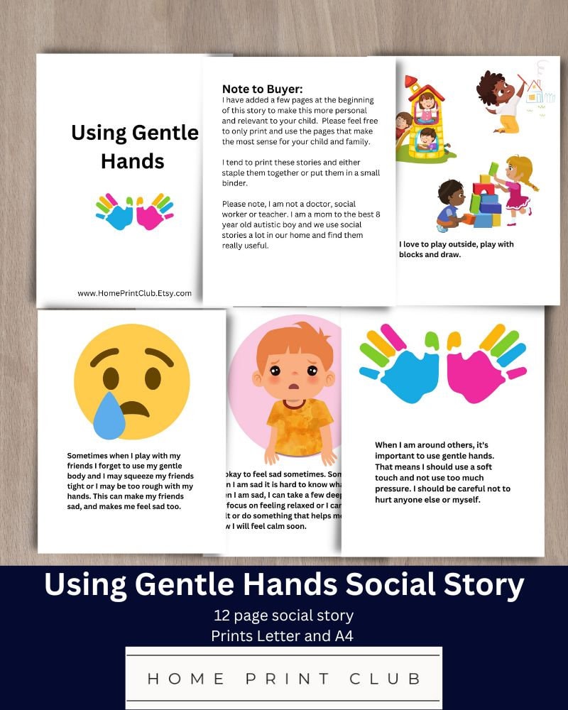 Using Gentle Hands Social Story, Autism Social Story, ADHD Resource ...