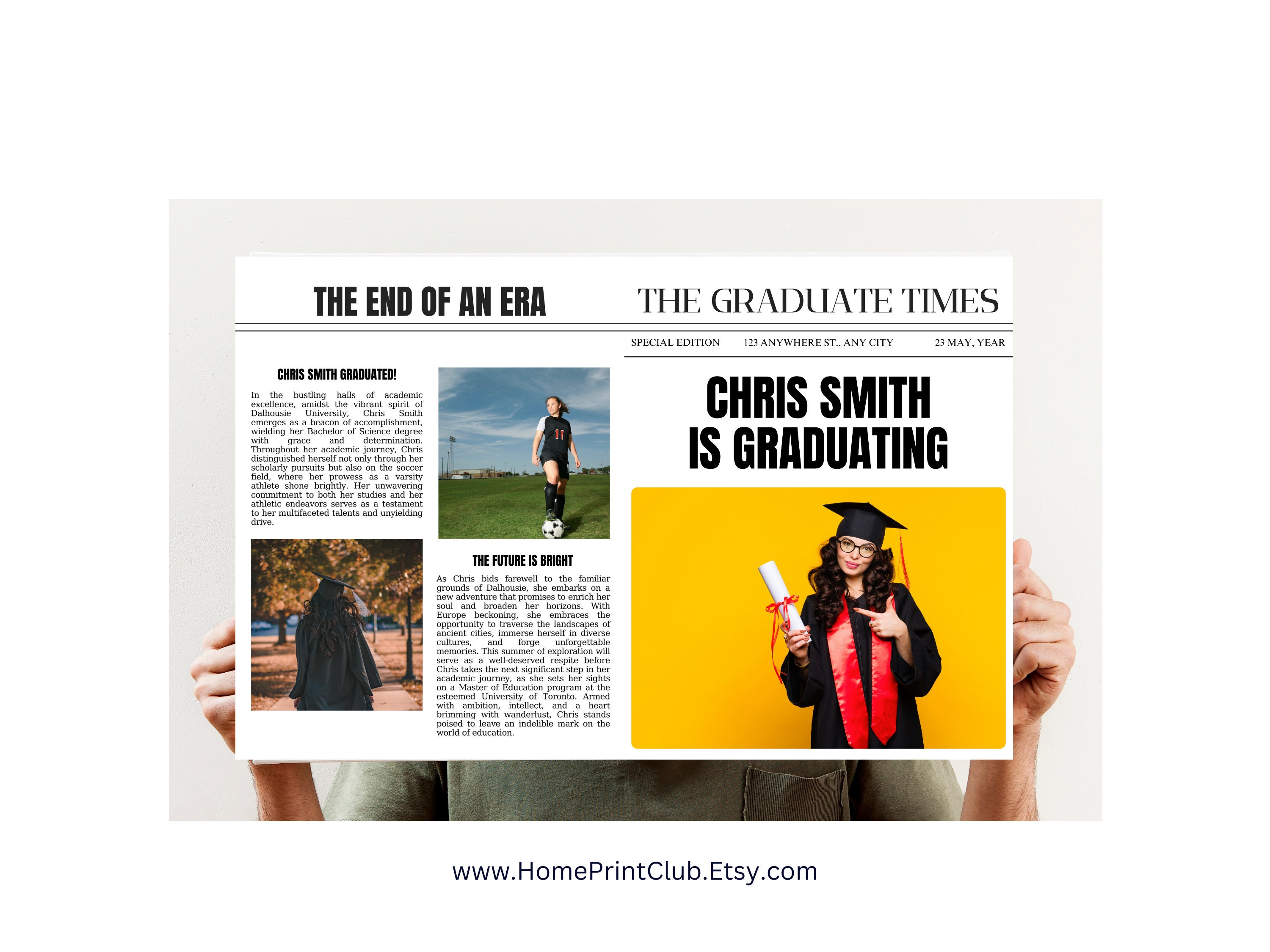 Editable Custom Graduation Newspaper Template, Graduation Keepsake Gift ...