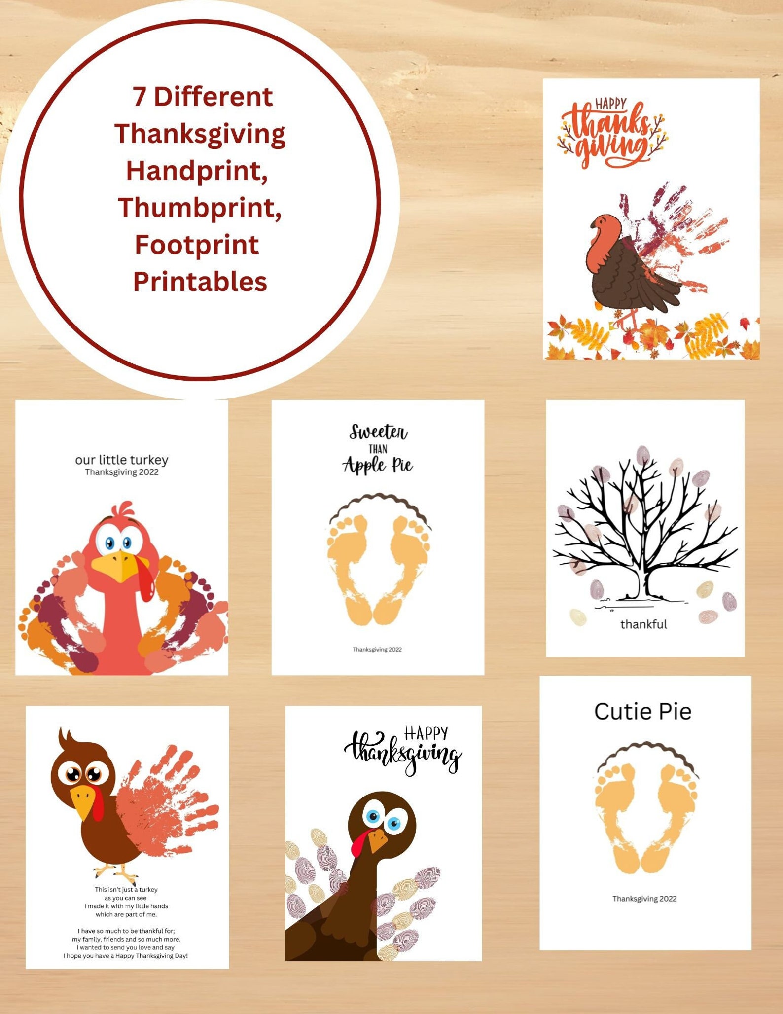 Printable Thanksgiving Handprint Bundle, School Craft, Keepsake Gift ...