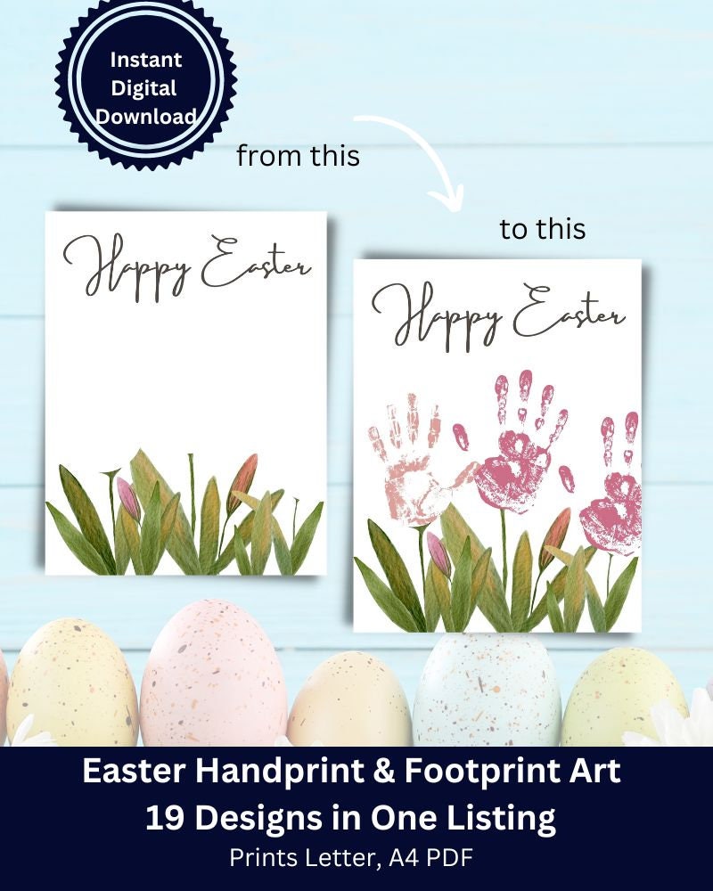 19 Easter Handprint and Footprint Art Templates, Printable Craft ...