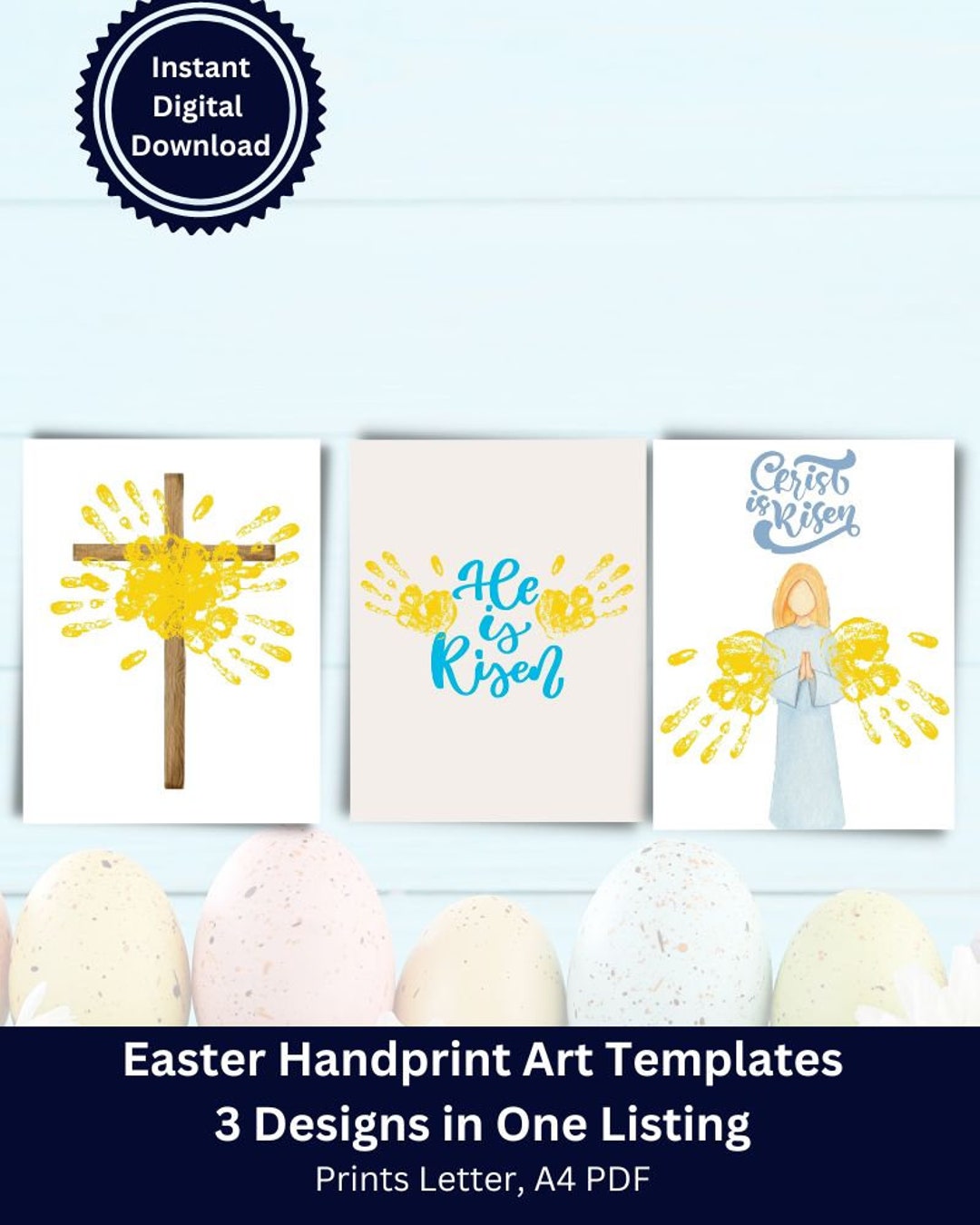 Religious Easter Handprint Art Template Bundle , Printable Craft ...