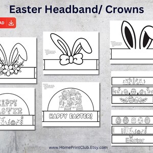 Easter Bunny Printable Party Crown Hats, Printable Easter Headband Hat ...
