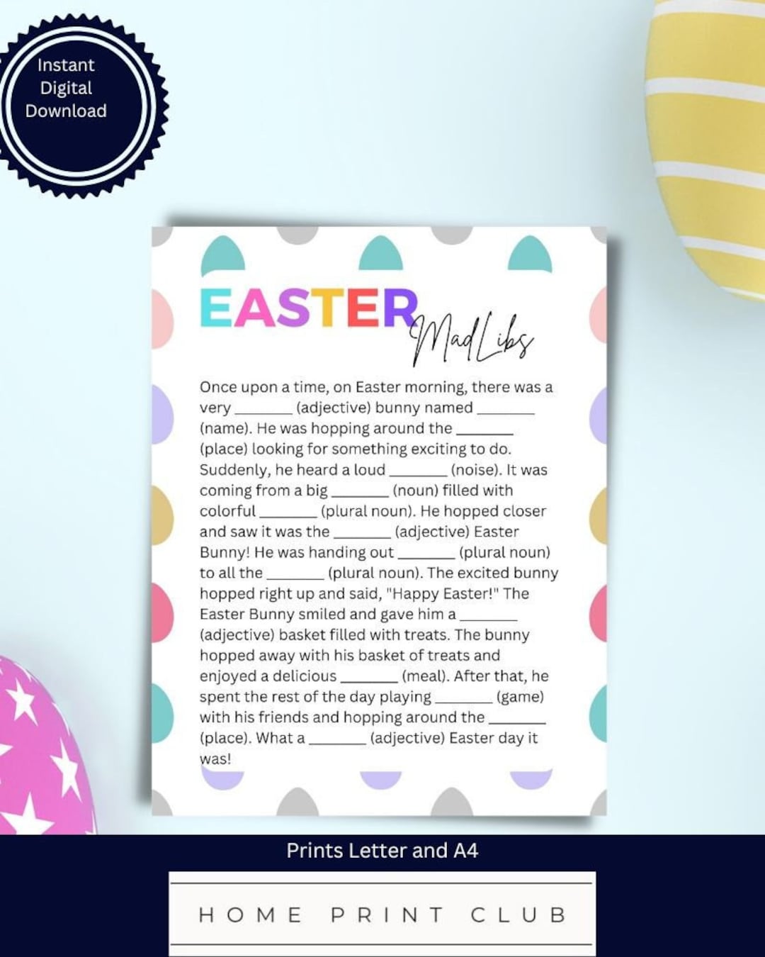 Easter Mad Libs Printable Game, Easter Party Game, Easter Activity for ...