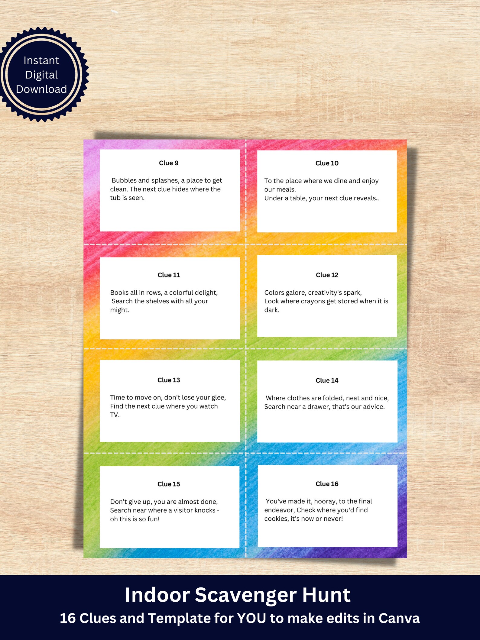 Indoor Scavenger Hunt Printable Template for Kids, Custom Treasure Hunt ...