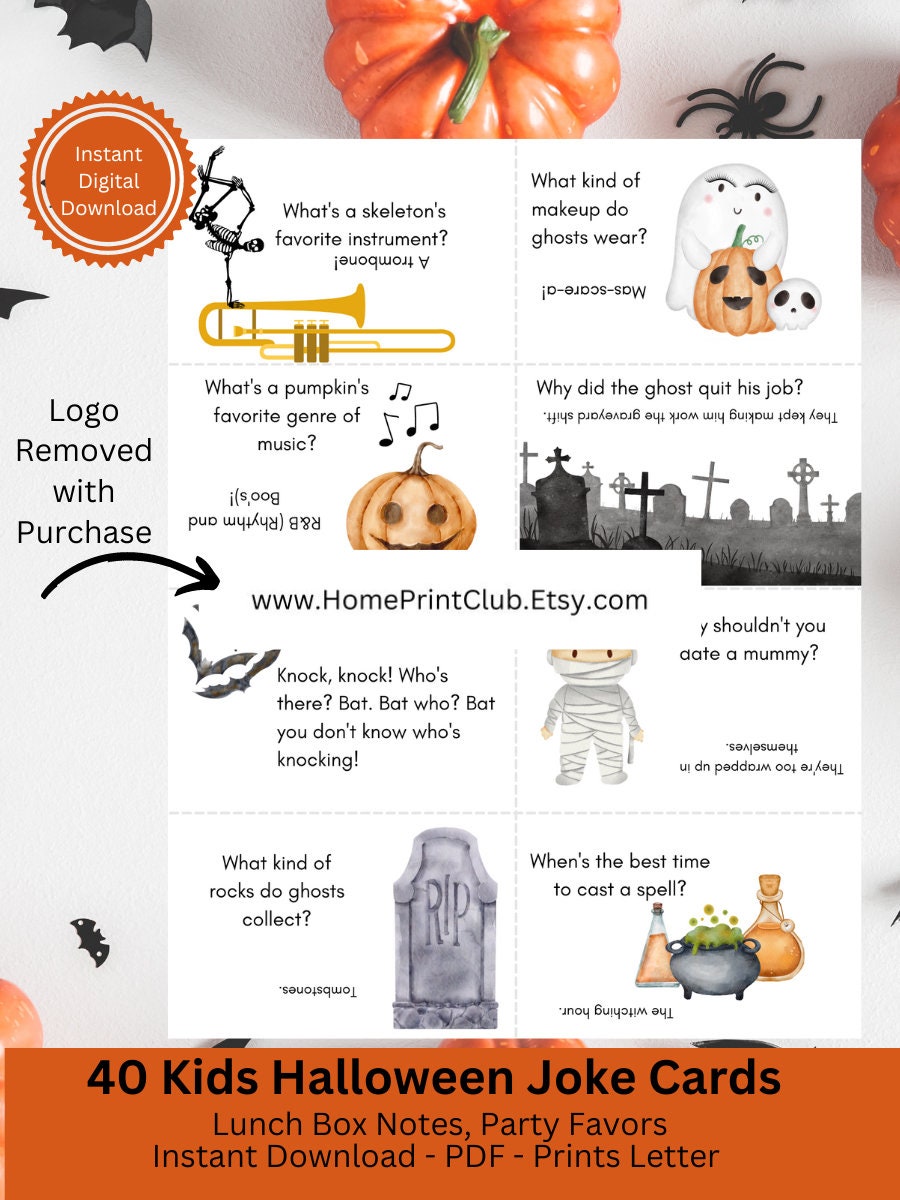40 Halloween Kids Lunch Box Jokes Printable, Kids Halloween Jokes Class ...